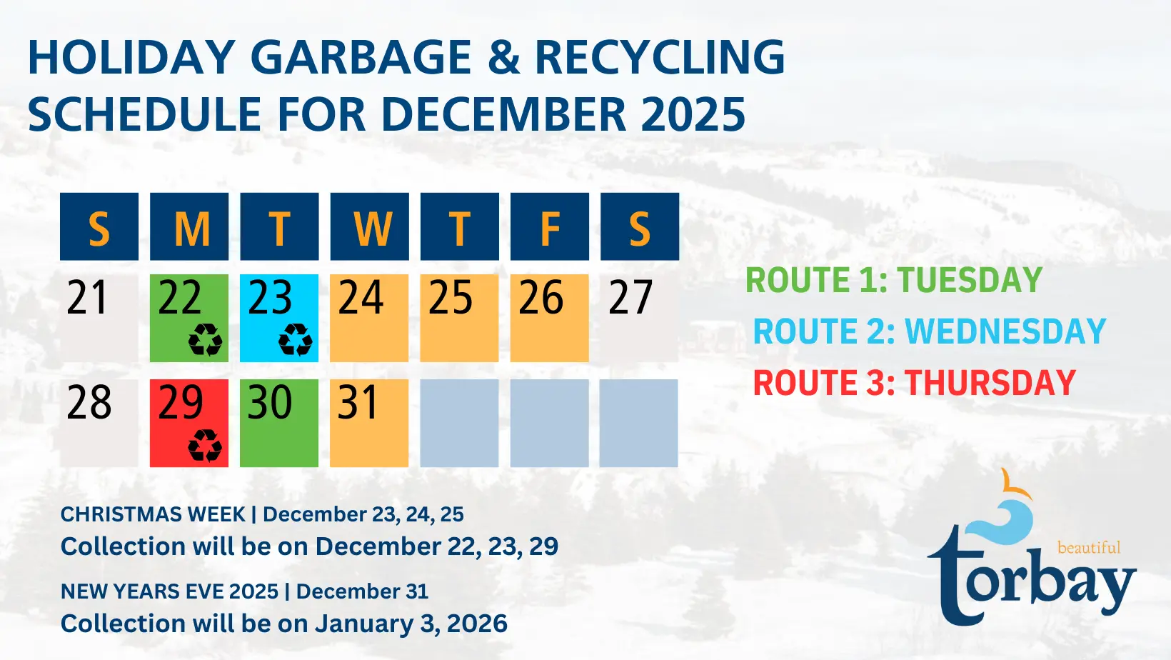 Garbage & Recycling Schedule | Christmas Week and New Year's Eve 2025 ...
